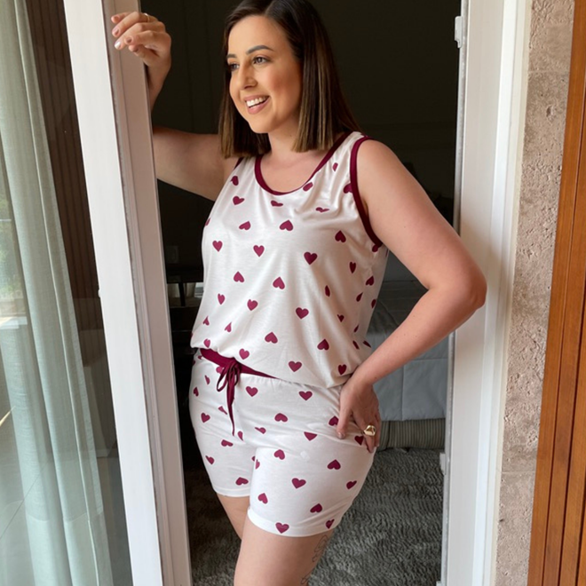 PIJAMA ESTAMPA CORAÇÃO - PIJAMA ESTAMPA CORAÇÃO - SONHOS DE PIJAMAS